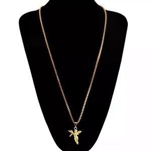 Annajays Boutique | Jewelry | Always Angelic Gold Long Angel Necklace ...